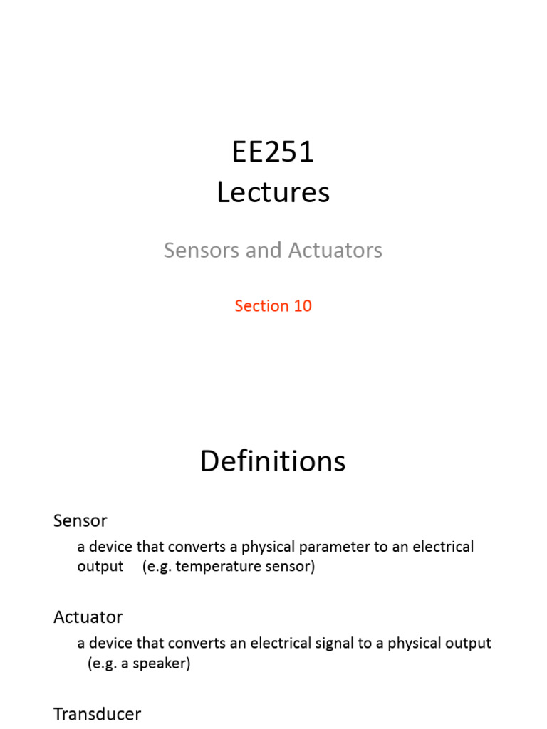 L10 Sensors and Actuators | PDF | Pressure Measurement | Sensor
