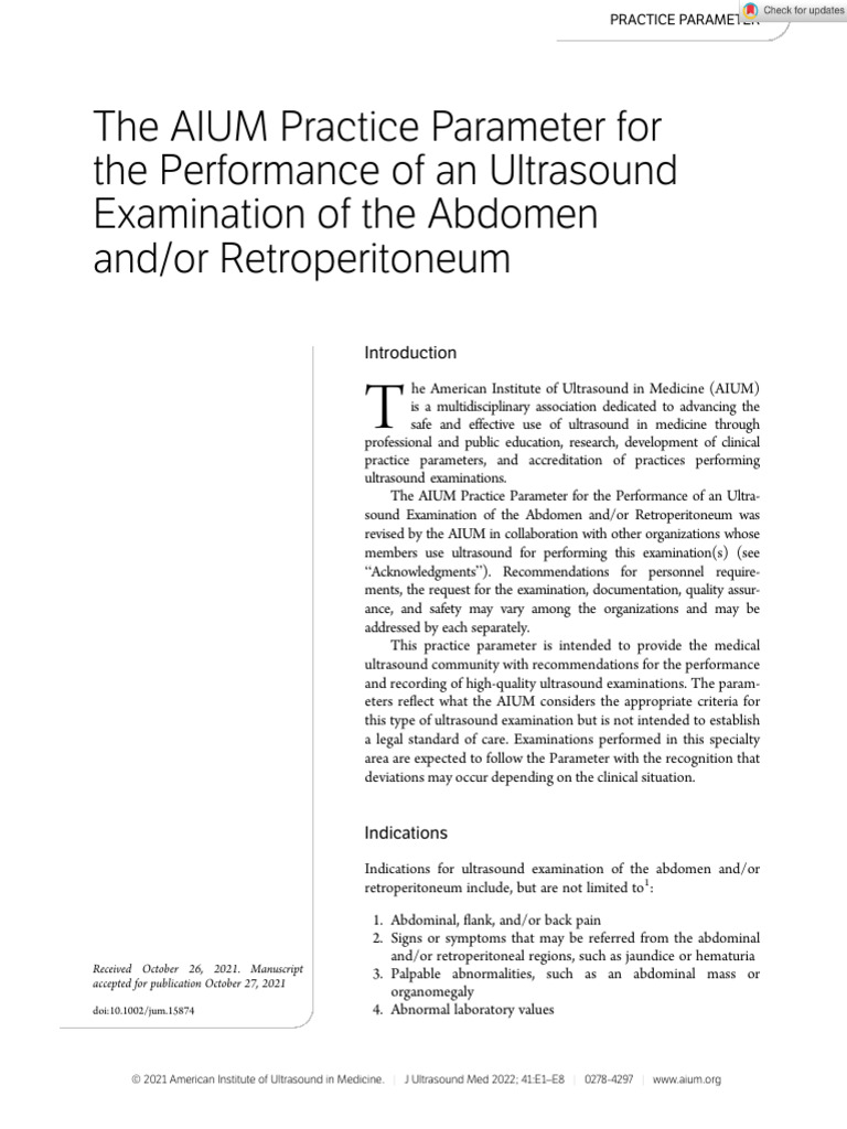 AIUM Guidelines for Abdominal Ultrasound | PDF | Medical Ultrasound ...