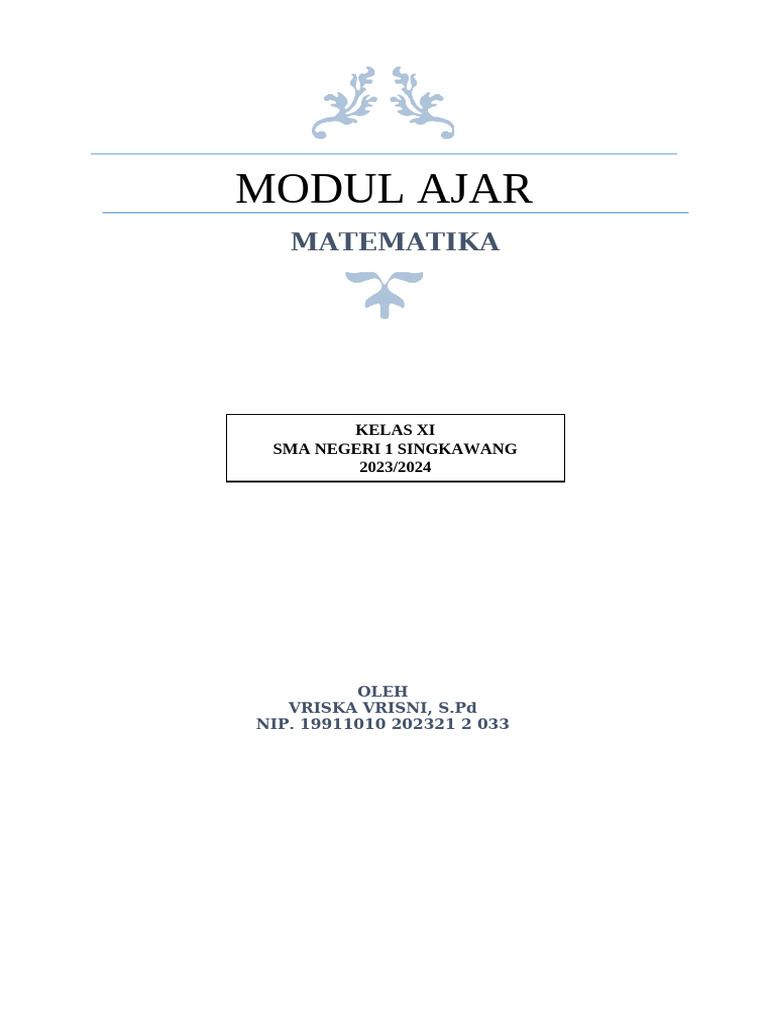MODUL AJAR Perkalian Matriks | PDF