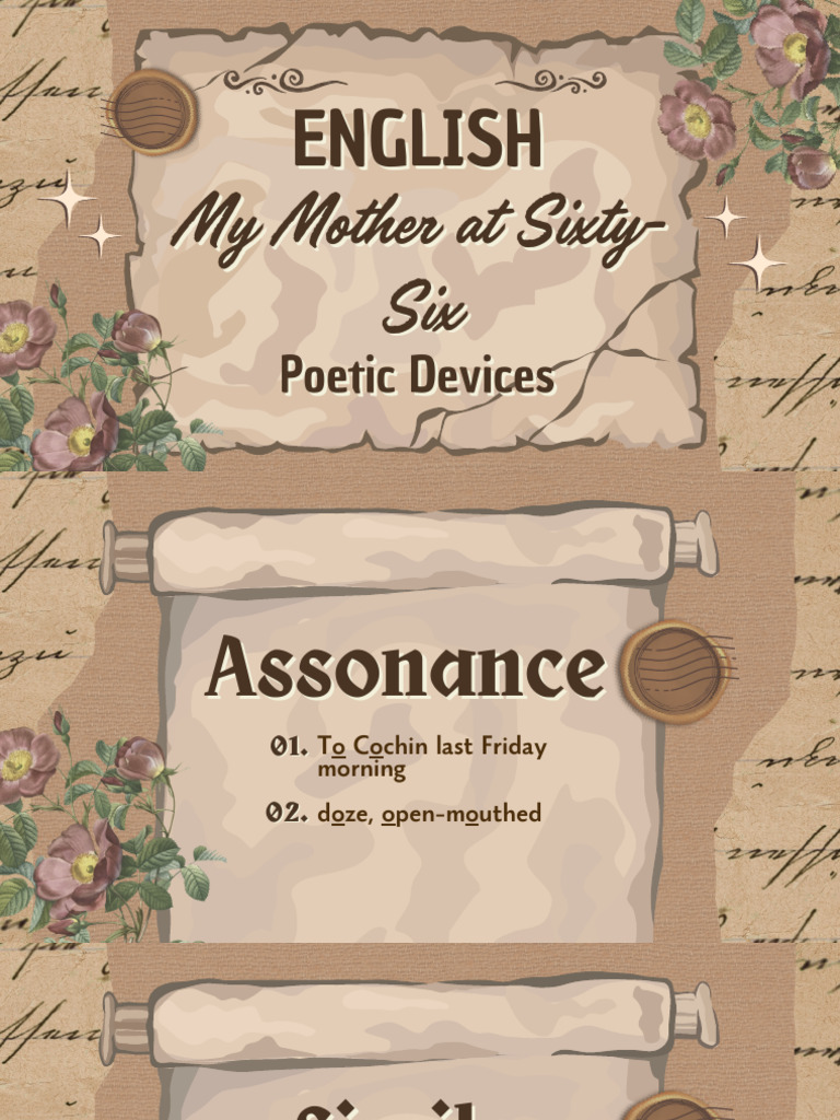 Poetic Devices in "My Mother at 66" | PDF