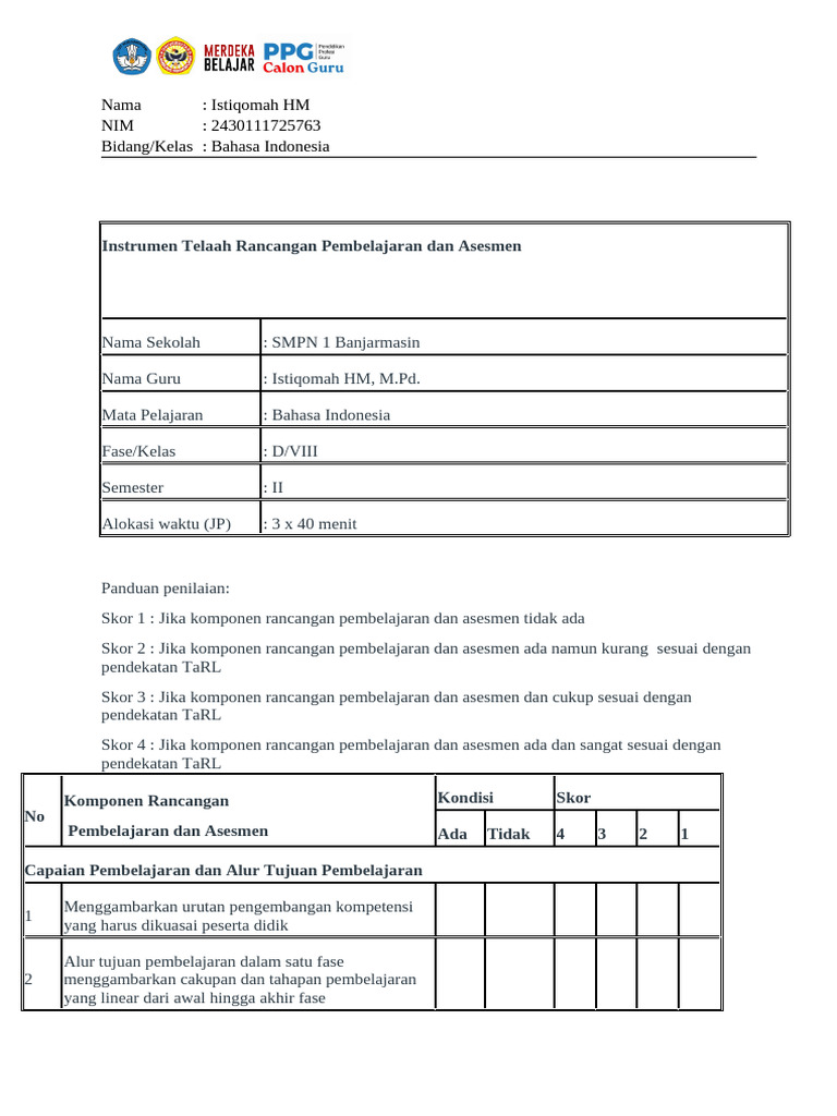 Telaah Modul Ajar Terlengkap | PDF
