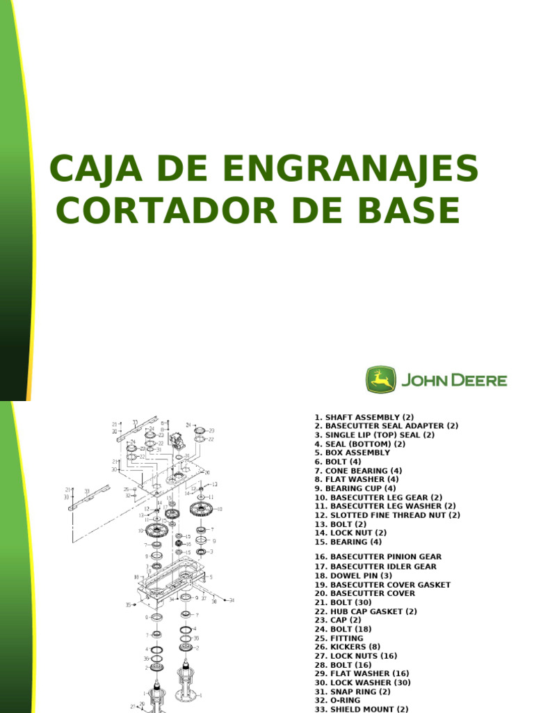 2008 Basecutter Gearbox Assembly (Grease Legs) 1 | PDF | Engranaje | Eje