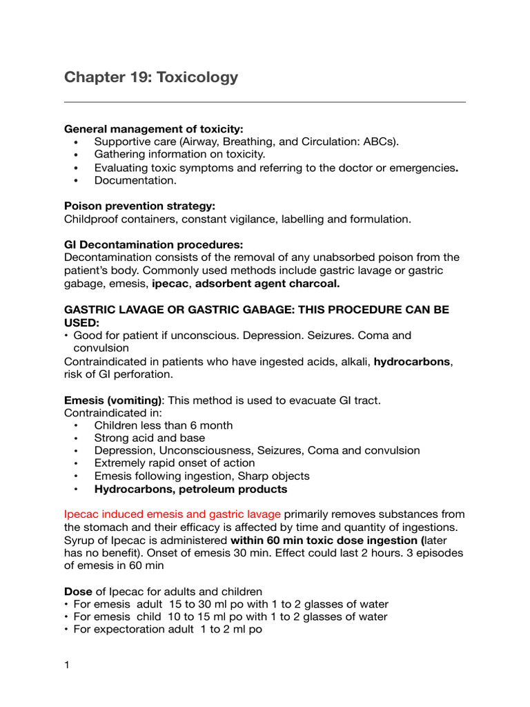 Toxicology Management and Antidotes Guide | PDF | Opioid | Drug Overdose