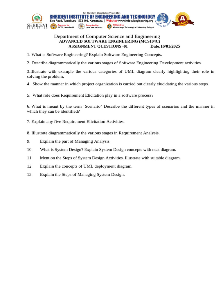 Advanced Software Engineering Assignment Questions | PDF