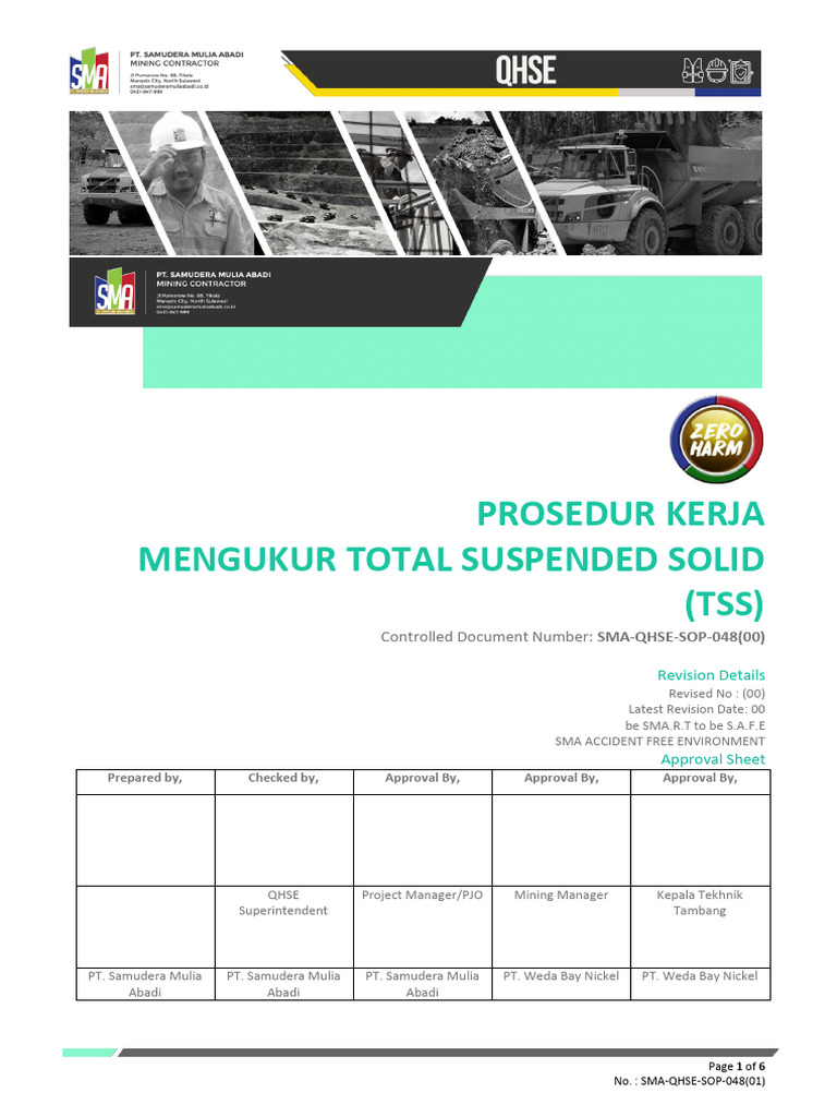 Sma-Qhse-Sop-048 (00) - Prosedur Kerja Mengukur Tss | PDF