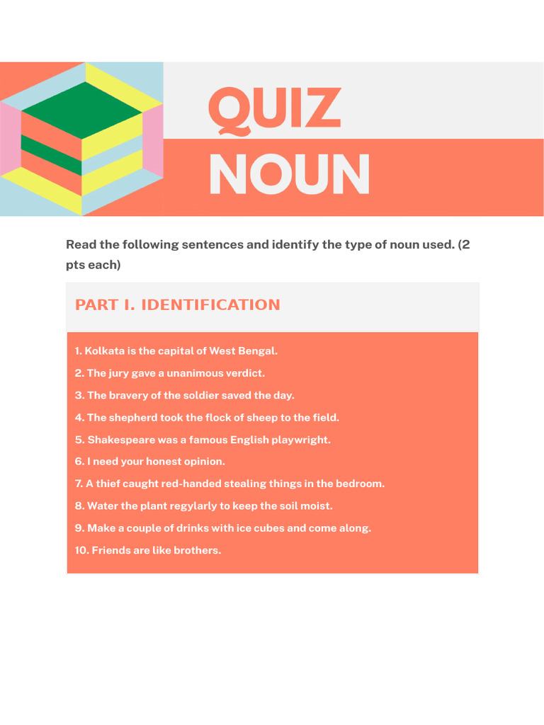 Quiz noun | PDF