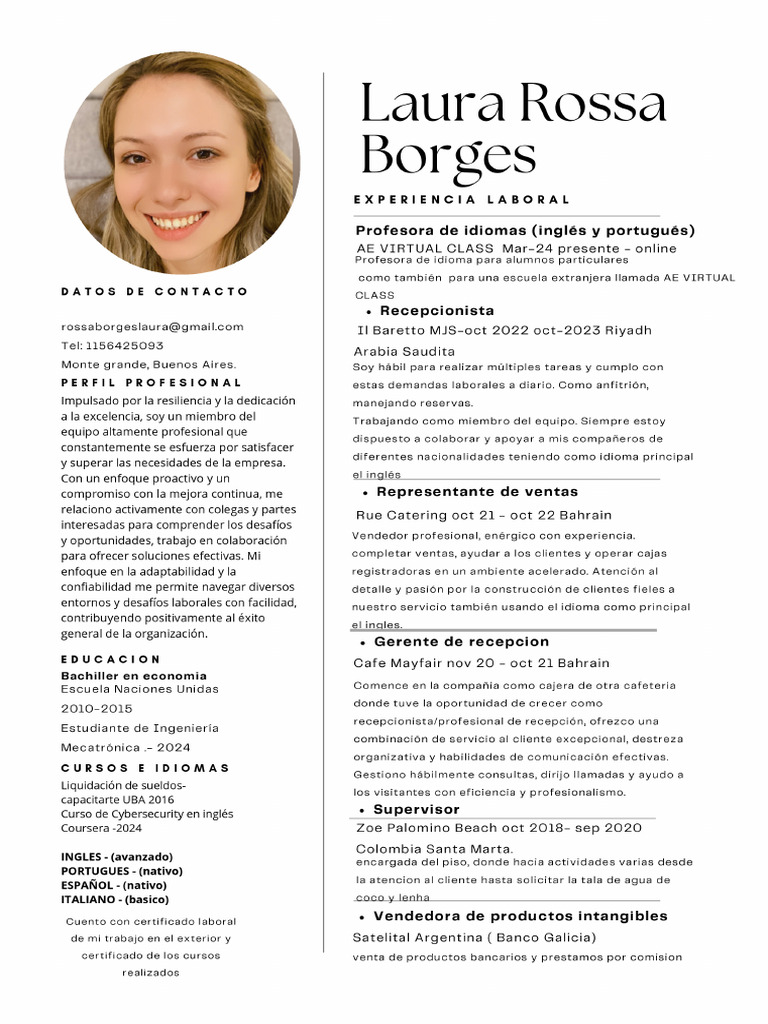 Curriculum Vitae Contadora Minimalista Moderno (1) | PDF