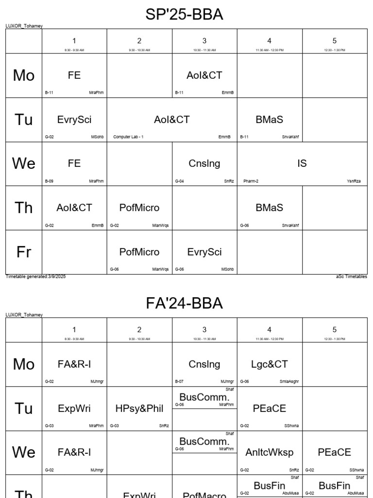SP'25 - Timetable-Wef Mar 10 - by Class | PDF
