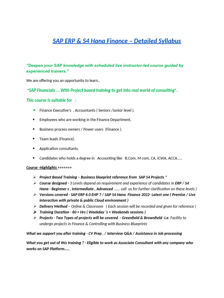 Sap Finance Course Content Latest | PDF | Enterprise Resource Planning ...
