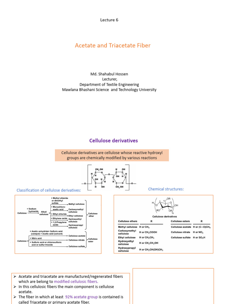Acetate and Triacetate Fiber | PDF | Cellulose | Fibers