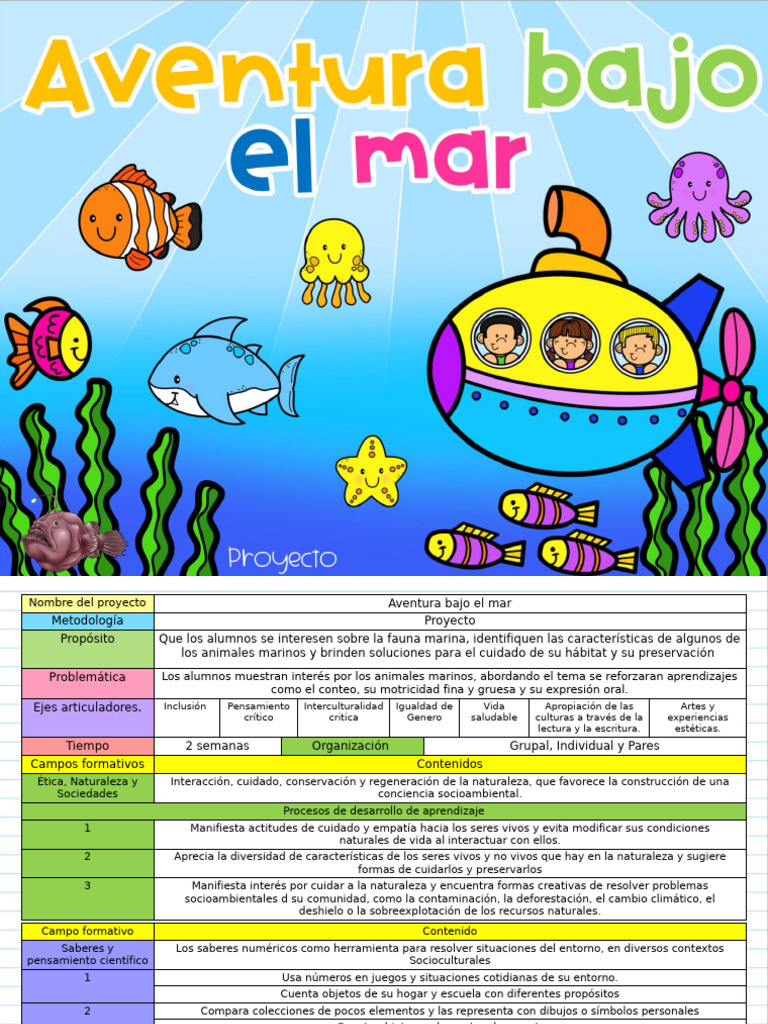 PROYECTO AVENTURA BAJO EL MAR | PDF | Pescado | Naturaleza