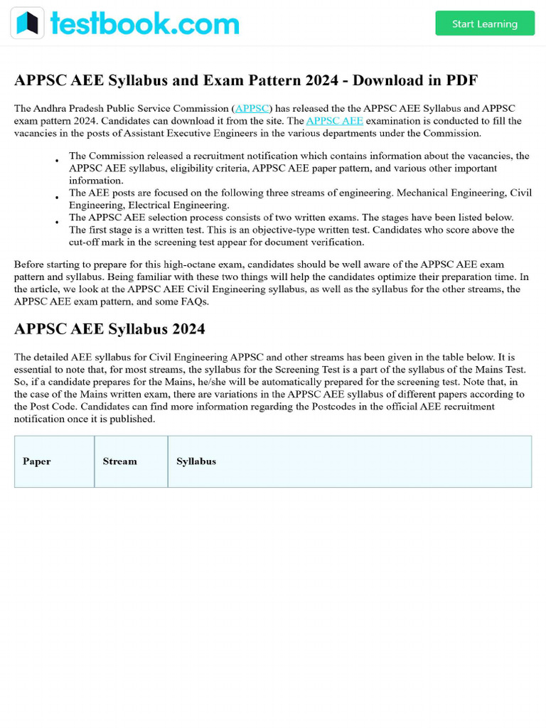 APPSC AEE Syllabus and Exam Pattern 2024 - Download in PDF | PDF