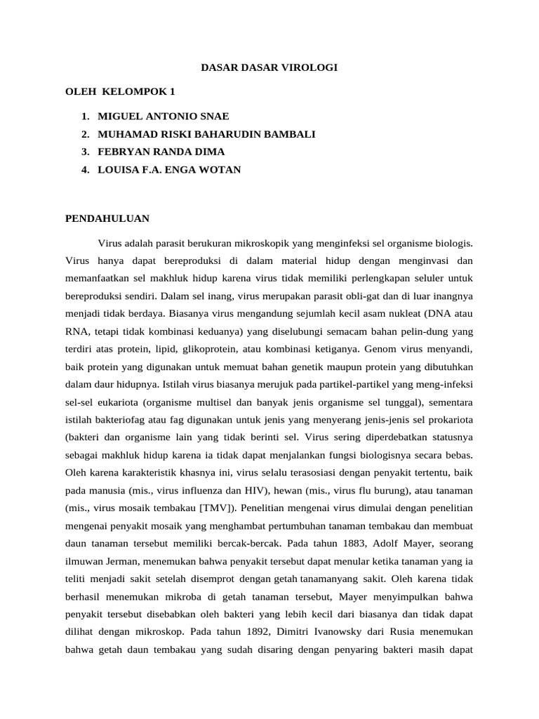 Dasar-Dasar Virologi dan Karakteristik Virus | PDF