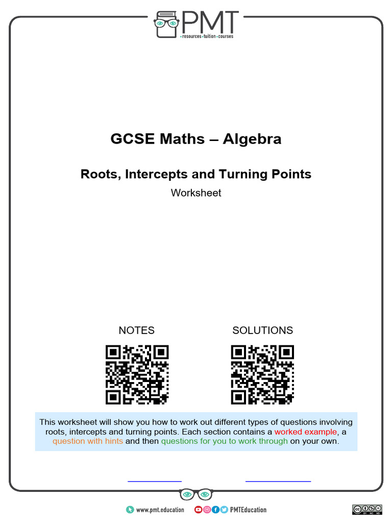 GCSE Maths Algebra: Roots & Turning Points | PDF | Quadratic Equation ...