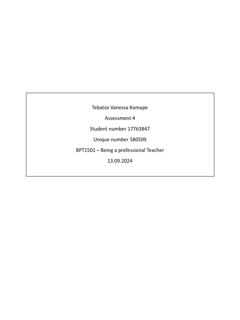 Komape BPT1501 Ass 4 | PDF | Learning | Learning Styles