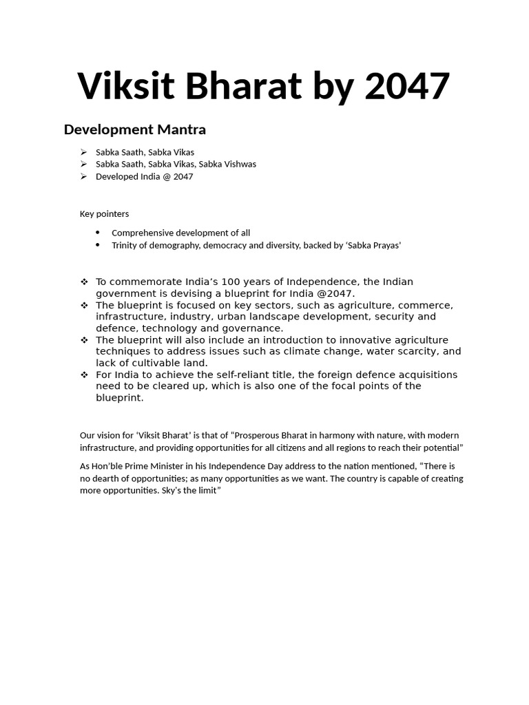 Viksit Bharat by 2047 | PDF