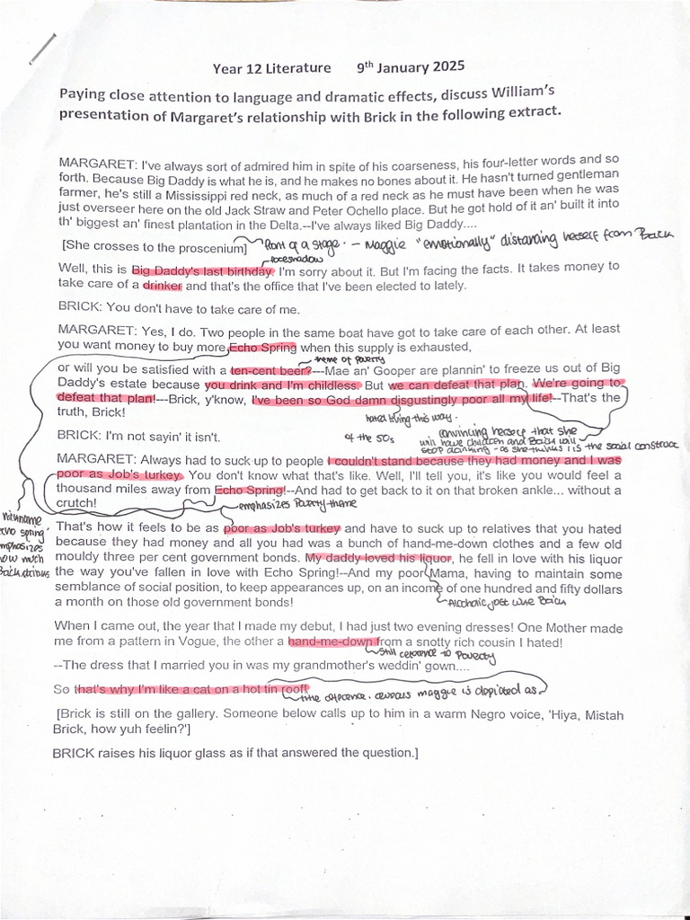 Year 12 Literature GTH January 2025 | PDF