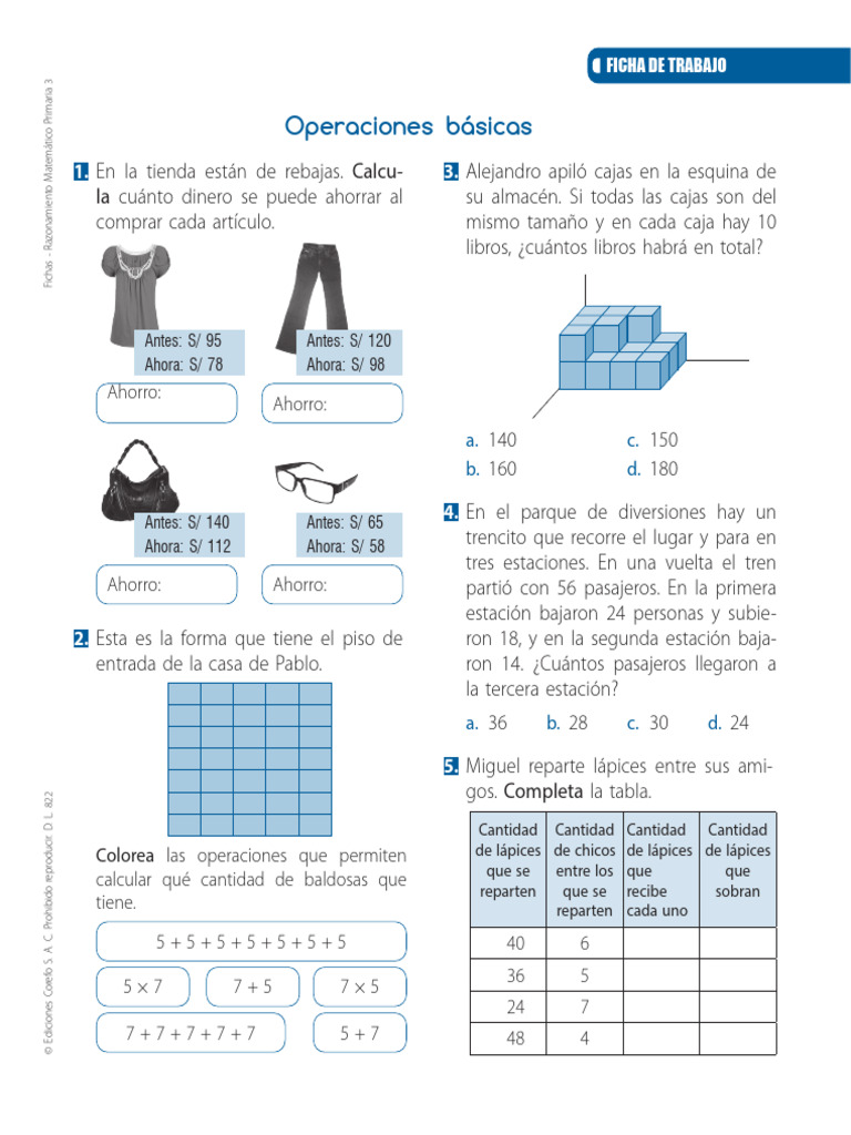 FT - Operaciones Básicas 5to Prim | PDF