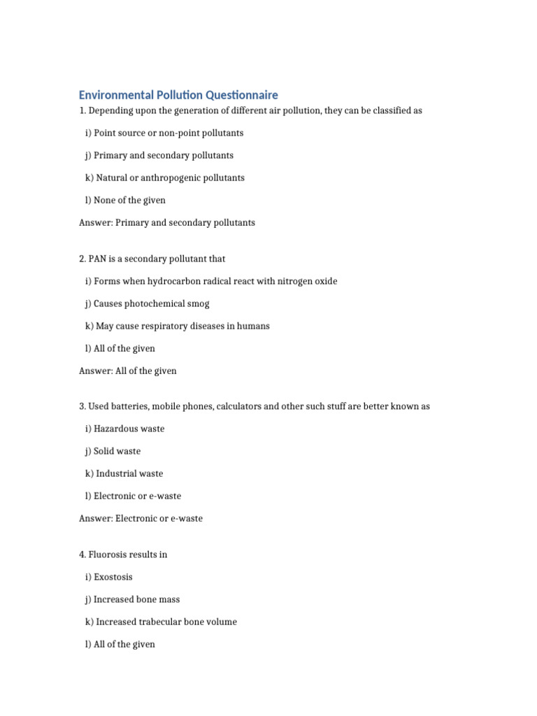 Environmental Pollution Q&A Guide | PDF