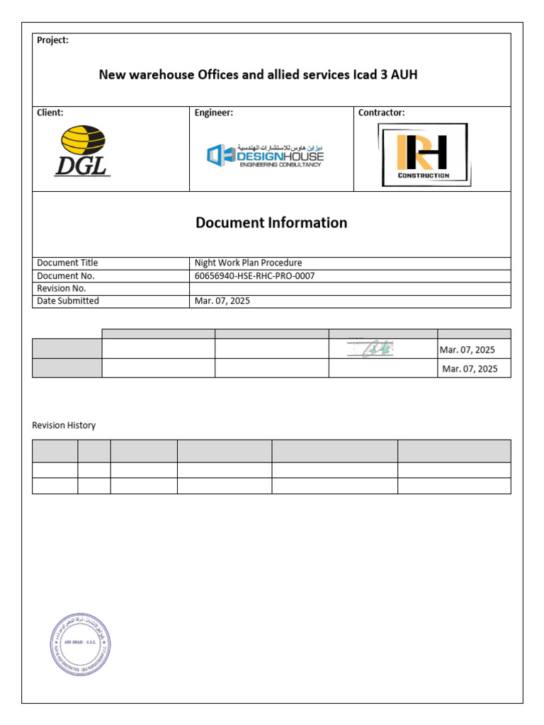 Night Work Plan Procedure - Rev. 02 | PDF | Shift Work | Risk