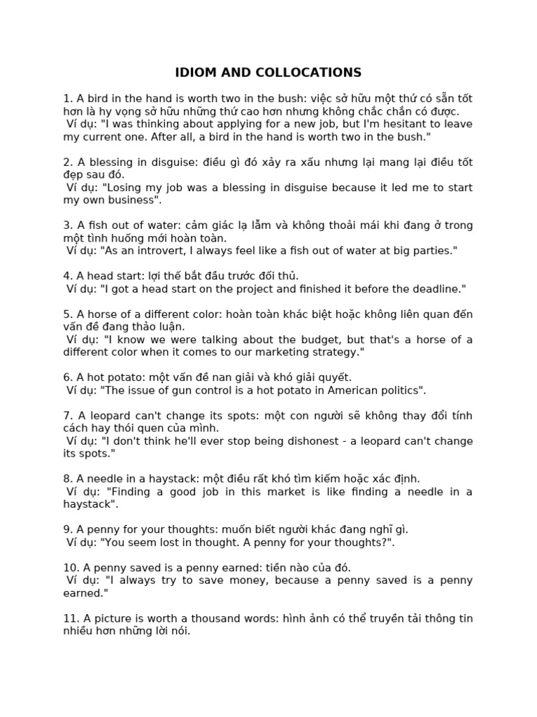 IDIOM AND COLLOCATIONS | PDF