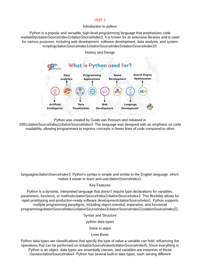 UNIT 3 MATERIAL | PDF | Python (Programming Language) | Control Flow