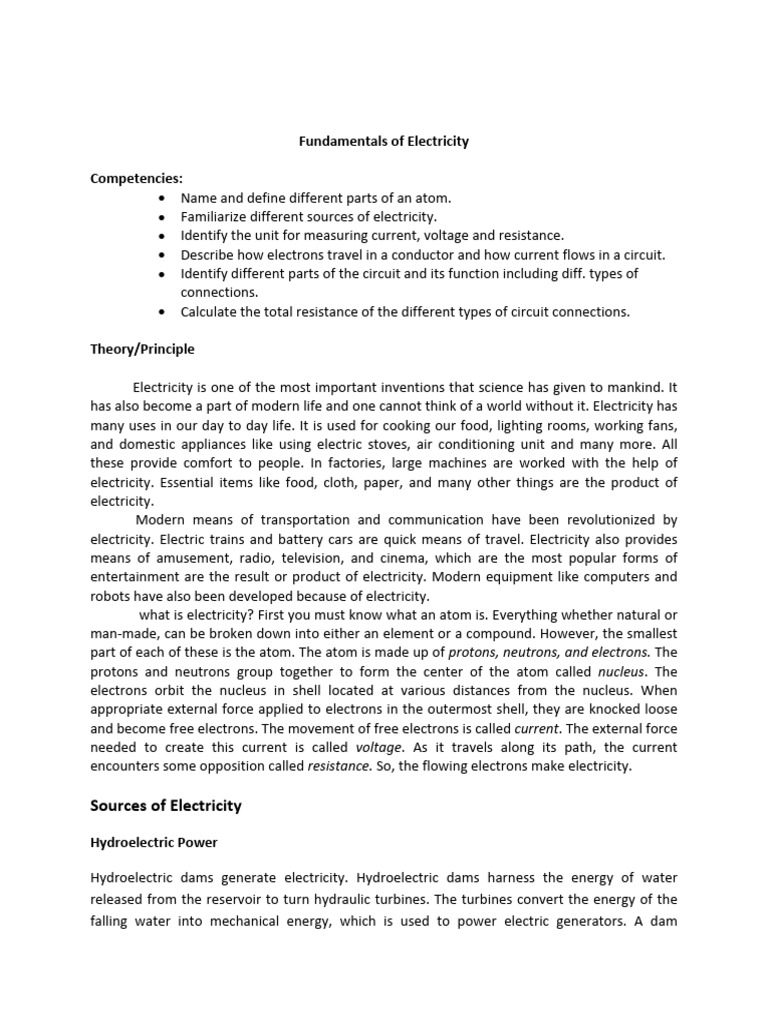 Basics of Electricity and Its Sources | PDF | Electrode | Rechargeable ...