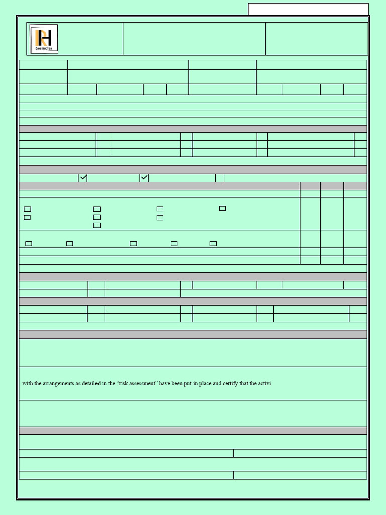Cold Work Permit Template and Checklist | PDF | Personal Protective ...