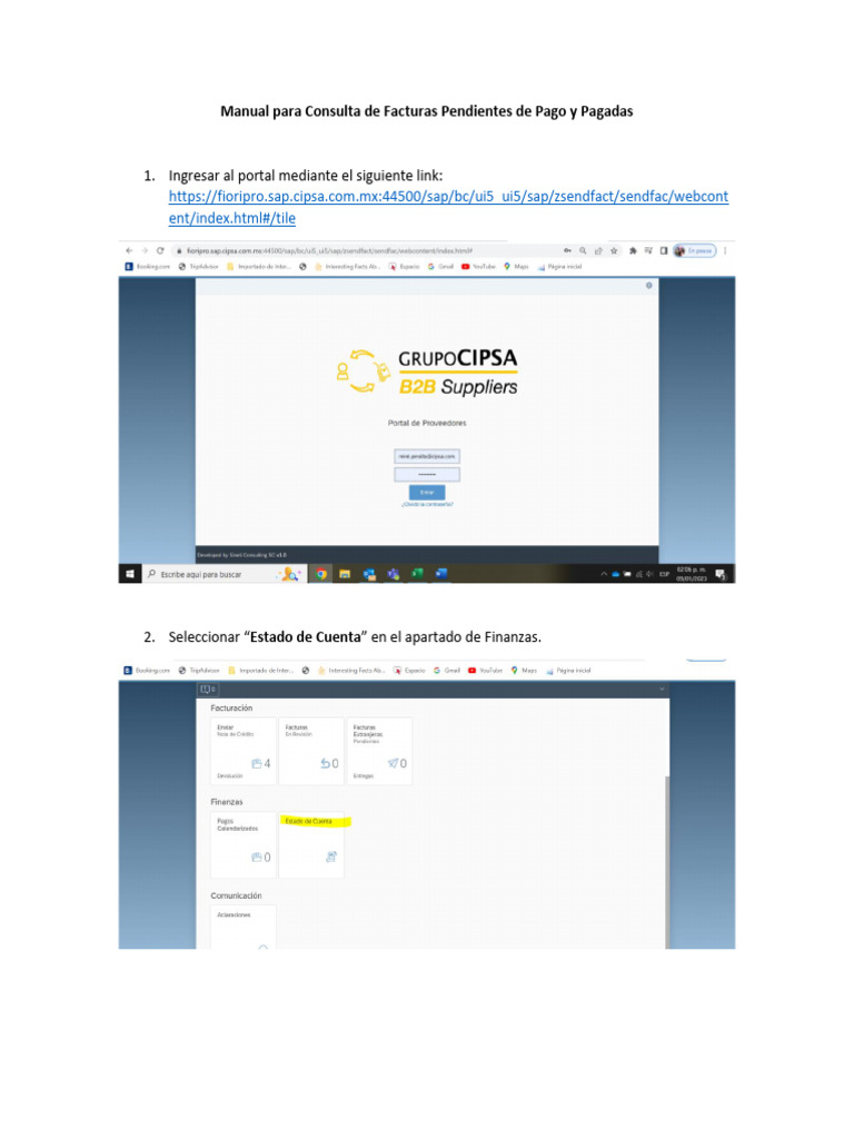 Manual Para Consulta de Facturas Pendientes de Pago y Pagadas | PDF
