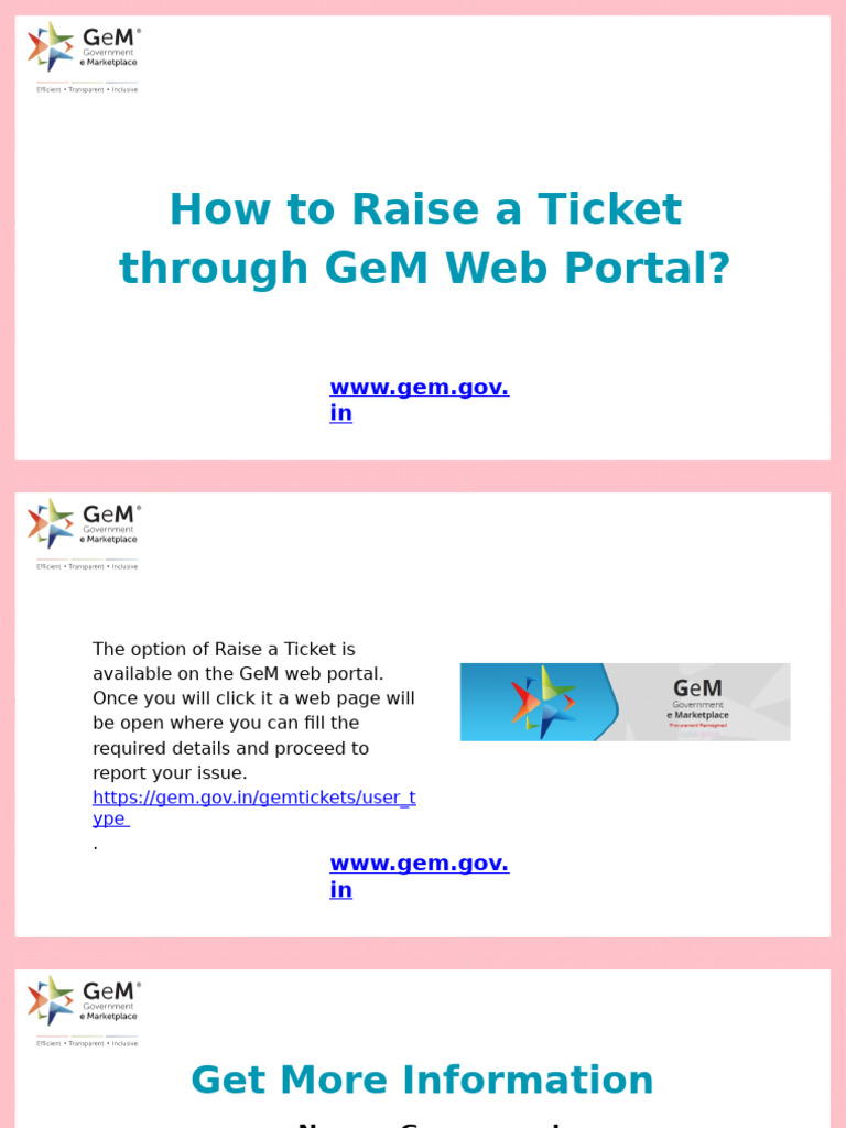 How to Raise a Ticket on GeM Portal | PDF