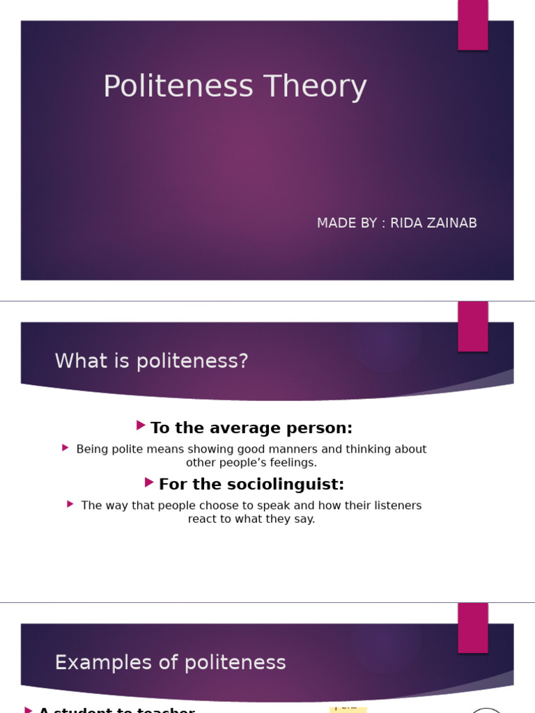 Understanding Politeness Theory Basics | PDF | Behavioural Sciences ...