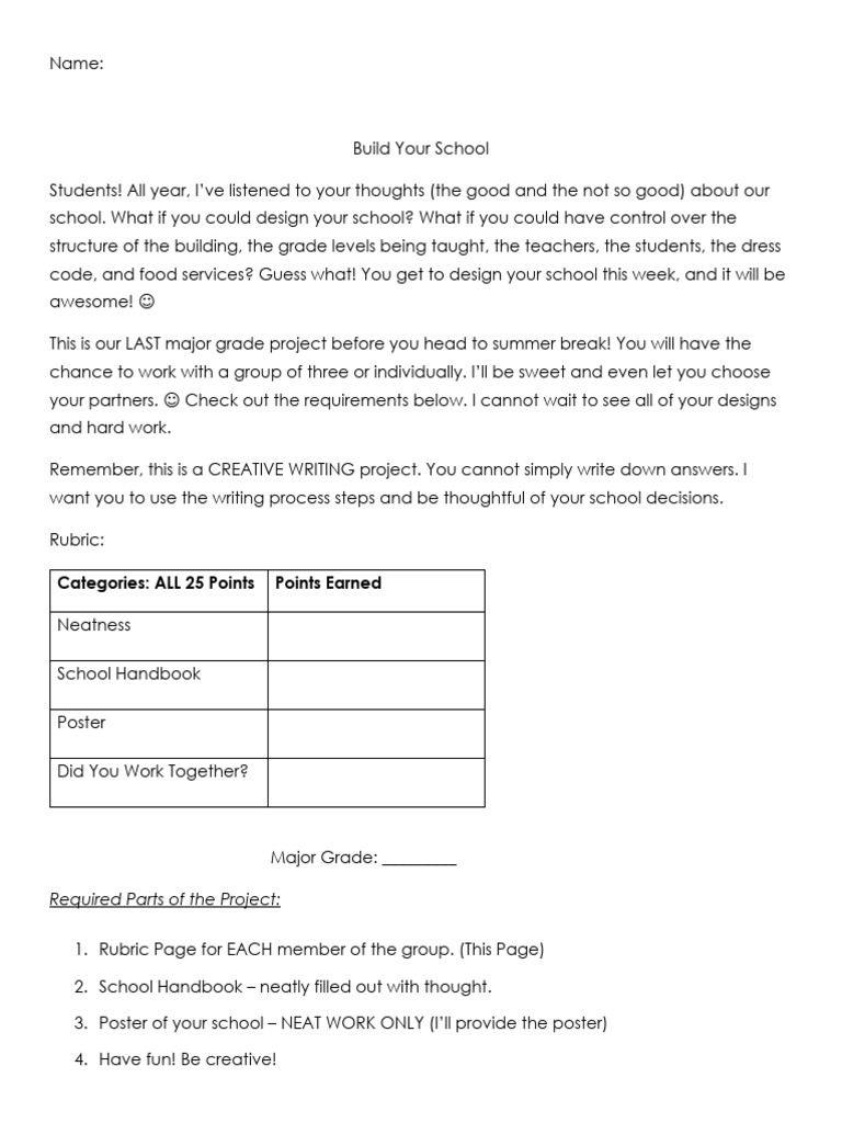 Design Your Dream School Project | PDF
