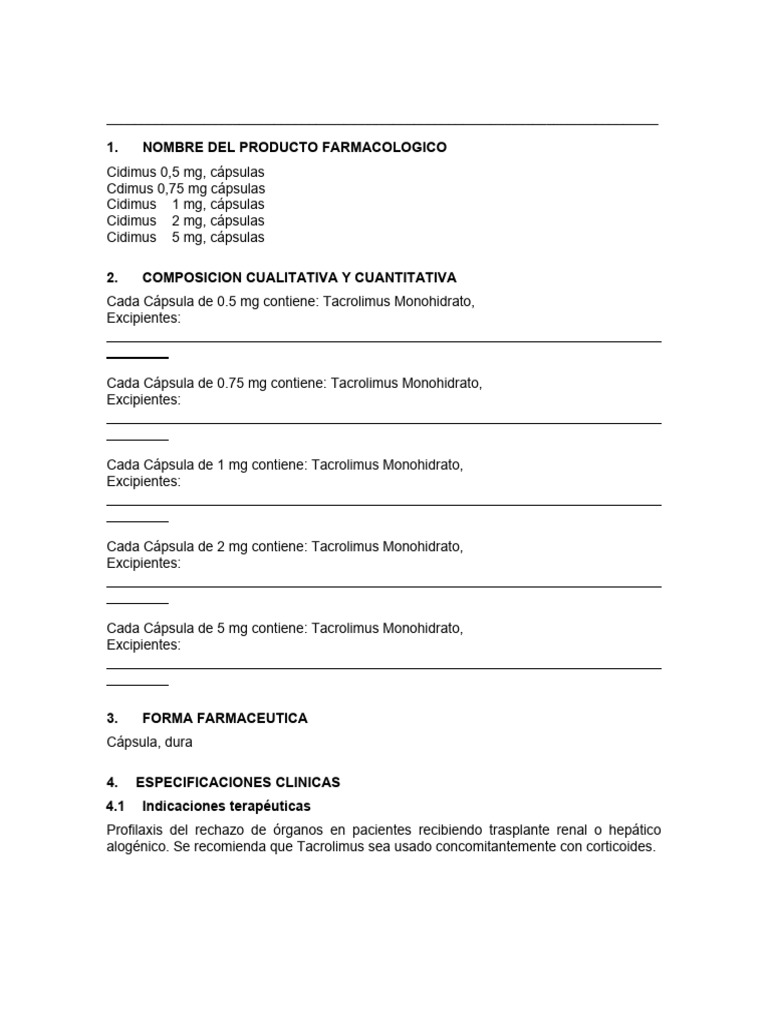 Información sobre Cidimus Cápsulas 2 mg | PDF | Medicamentos con receta ...
