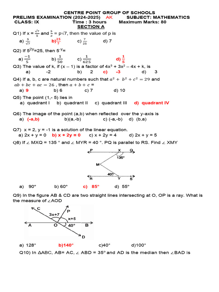 Questions With Answer Class 9 Maths | PDF | Area | Elementary Geometry