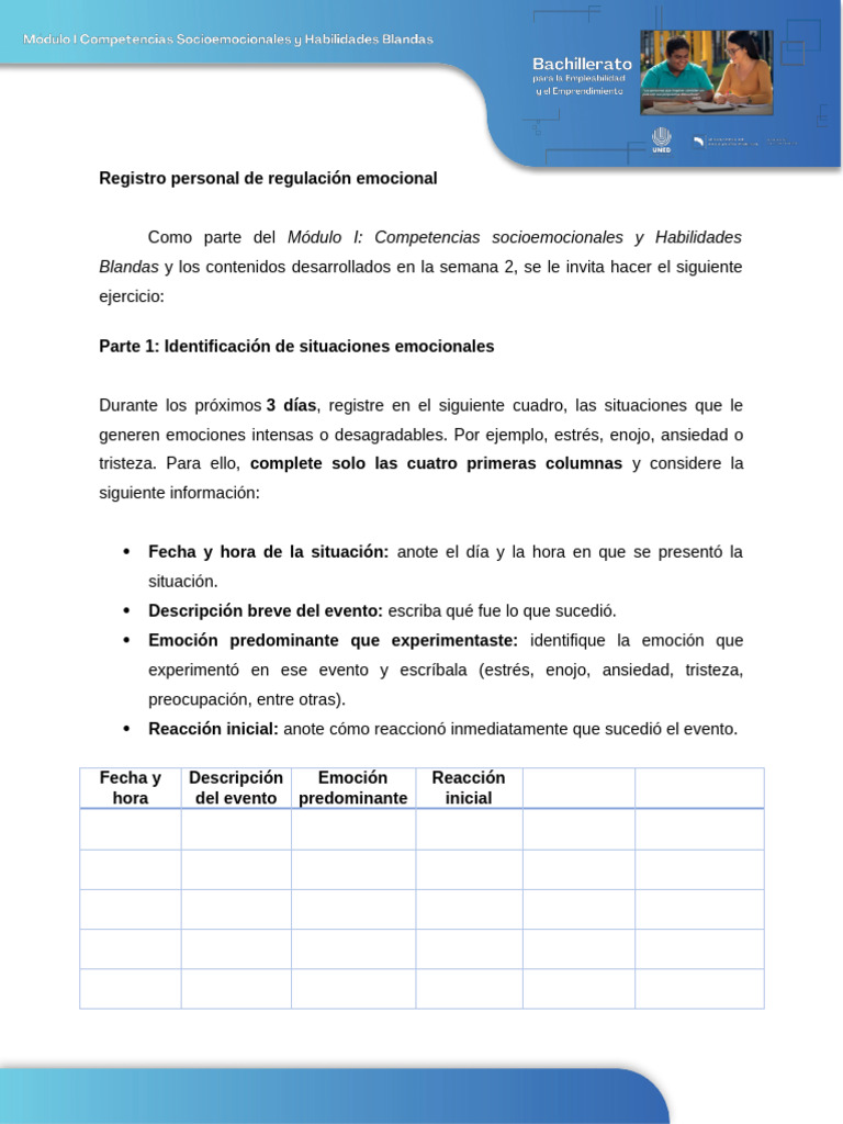 Registro de Regulación Emocional Personal | PDF | Las emociones | Ansiedad