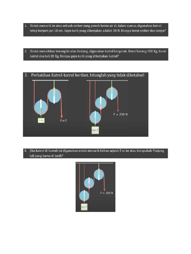 Pertemuan 9 - Latihan Soal Katrol Dan Bidang Miring | PDF
