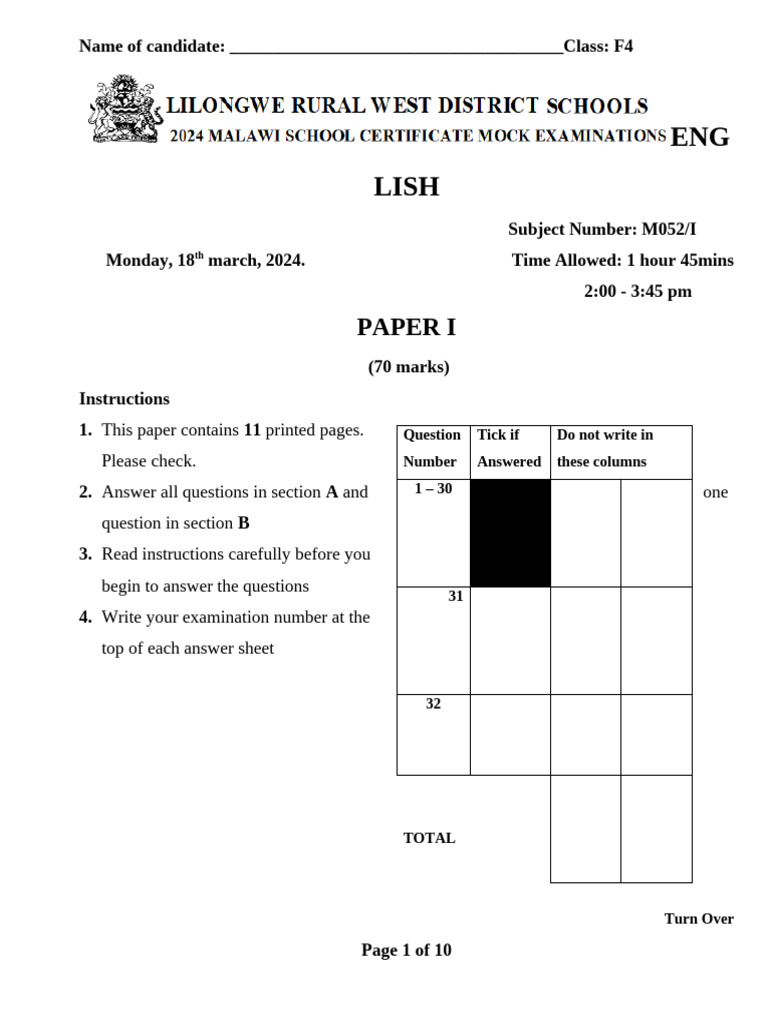 2024 P7 English Mock Exam Paper | PDF | Adverb | Adjective