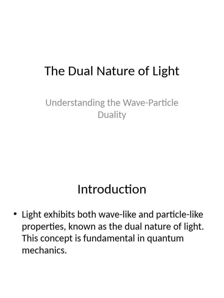 Wave-Particle Duality of Light Explained | PDF