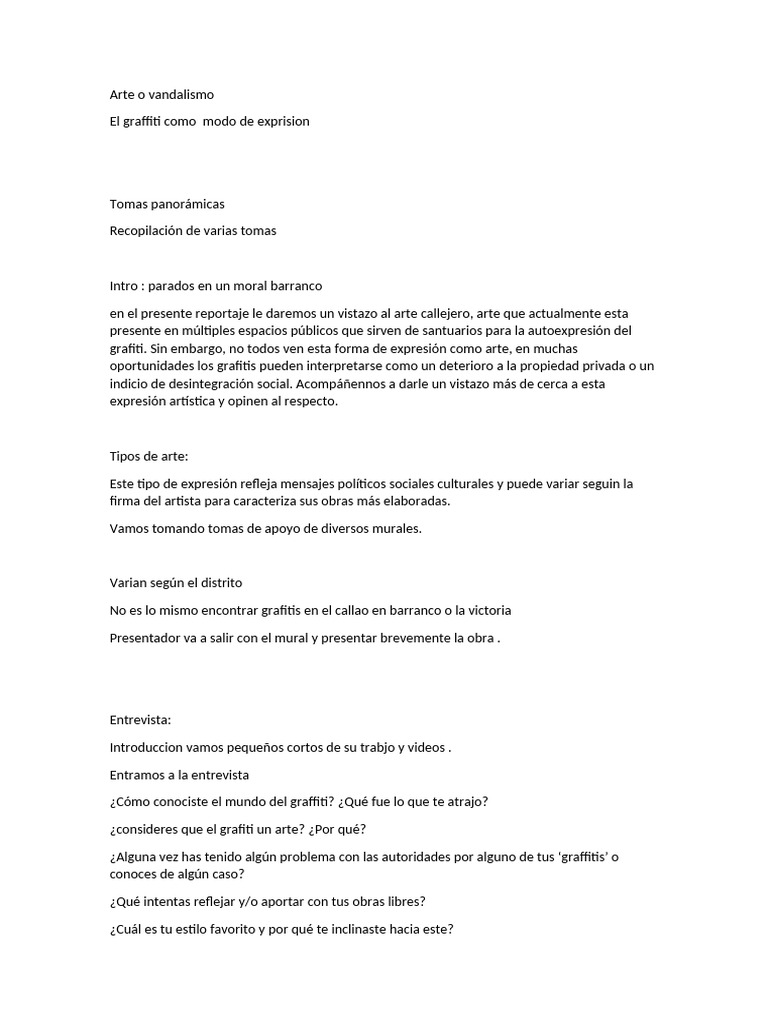 Graffiti: Arte Callejero vs. Vandalismo | PDF | Pintada | Arte callejero