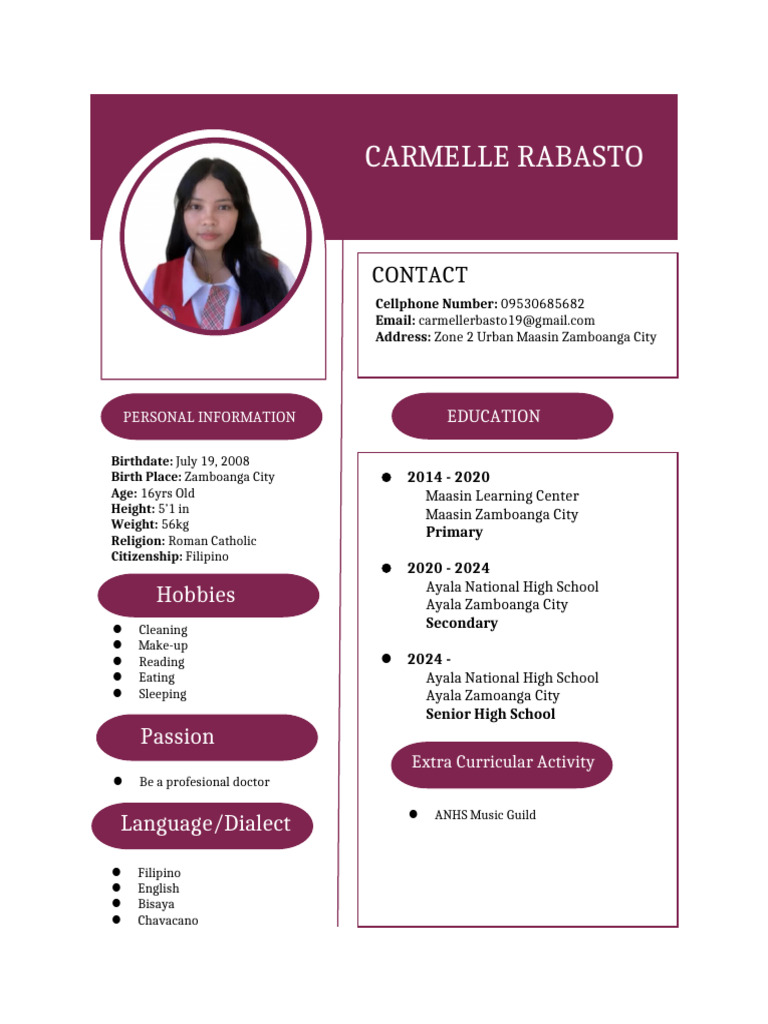 Carmelle Rabasto: Profile Overview | PDF