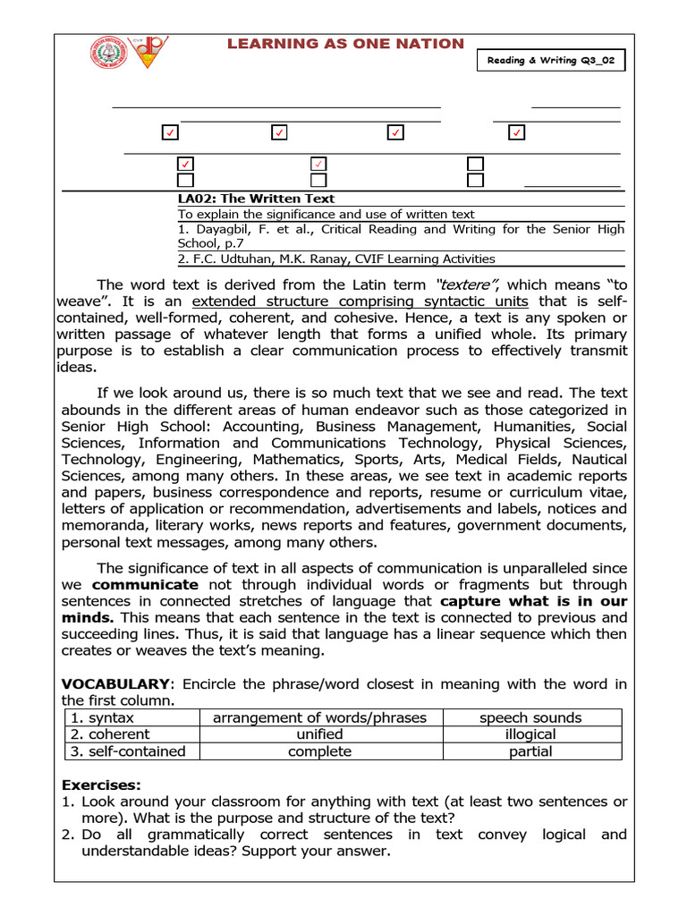 Understanding Written Text in Education | PDF | Word | Semantics