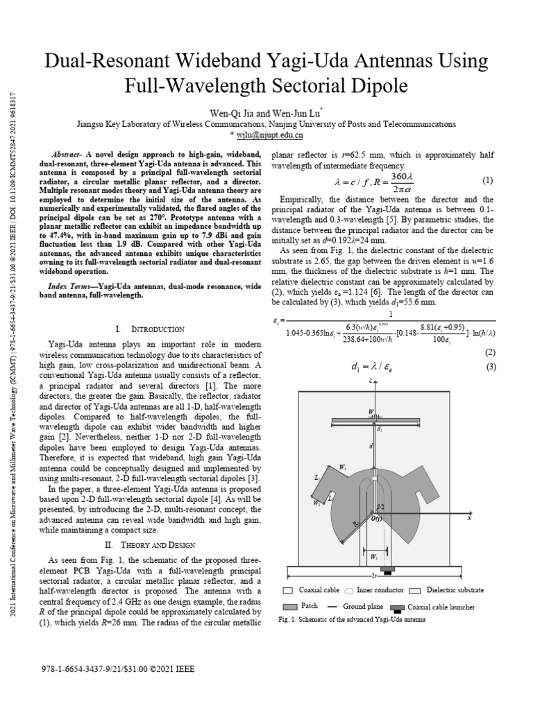 P11 Dual-Resonant - Wideband - Yagi-Uda - Antennas - Using - Full-Wavelength - Sectorial ...