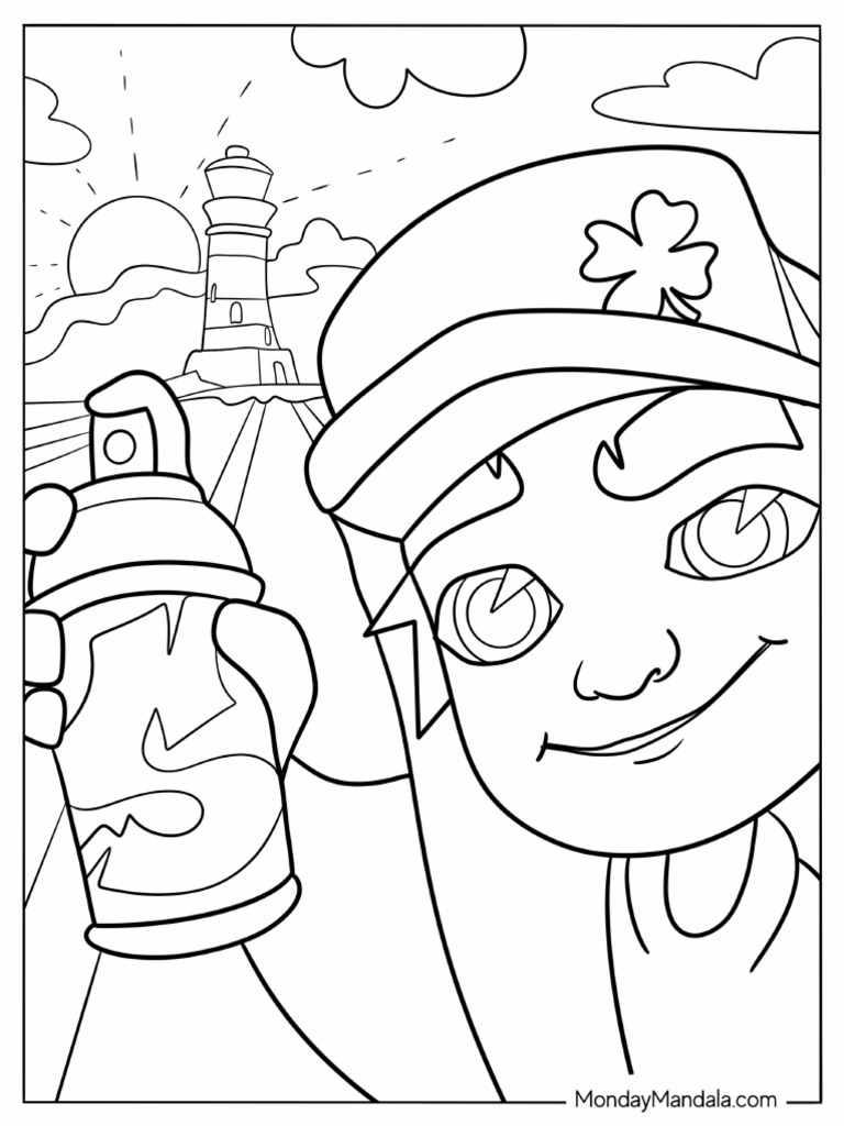 Easy Jake Holding Up A Spray Paint Coloring Page For Kids | PDF