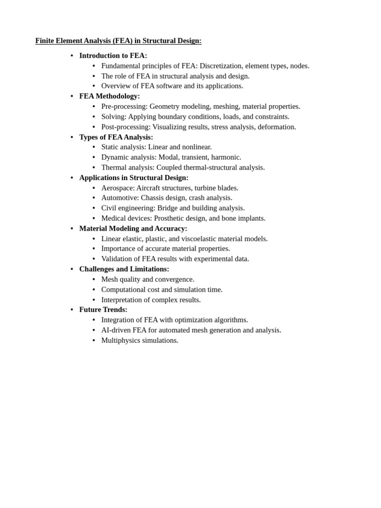Finite Element Analysis (FEA) in Structural Design | PDF