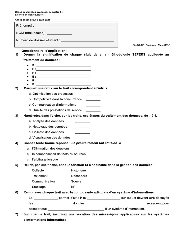Exercices d'Application L3-GL 2025 | PDF