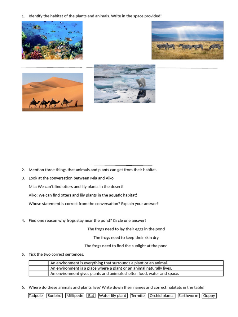 Science g2 Chapter 3 Habitat | PDF