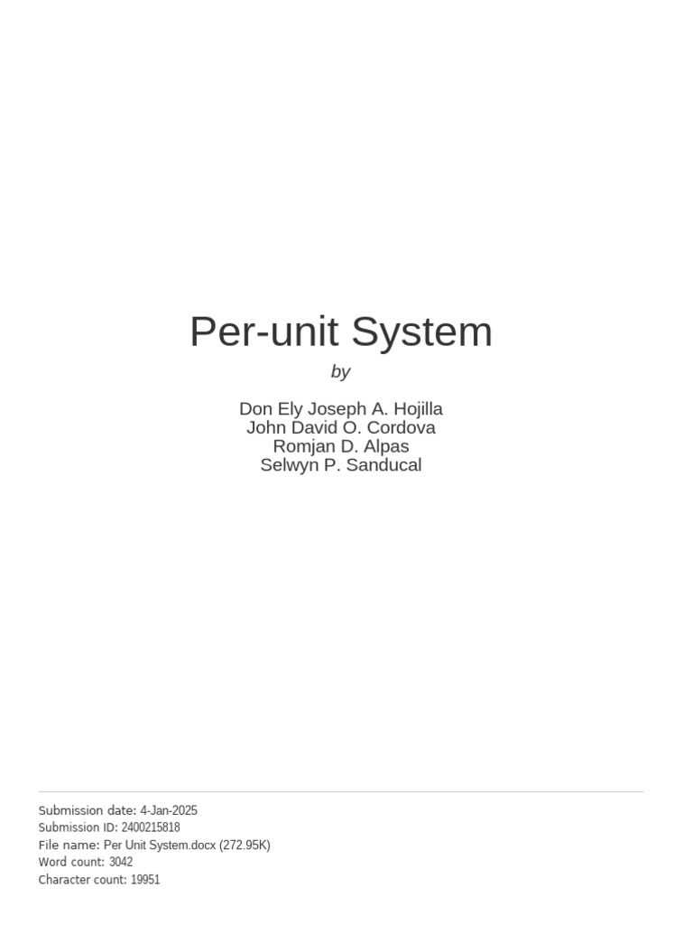 Module 7 - Per-Unit System | PDF | Electricity | Electrical Engineering