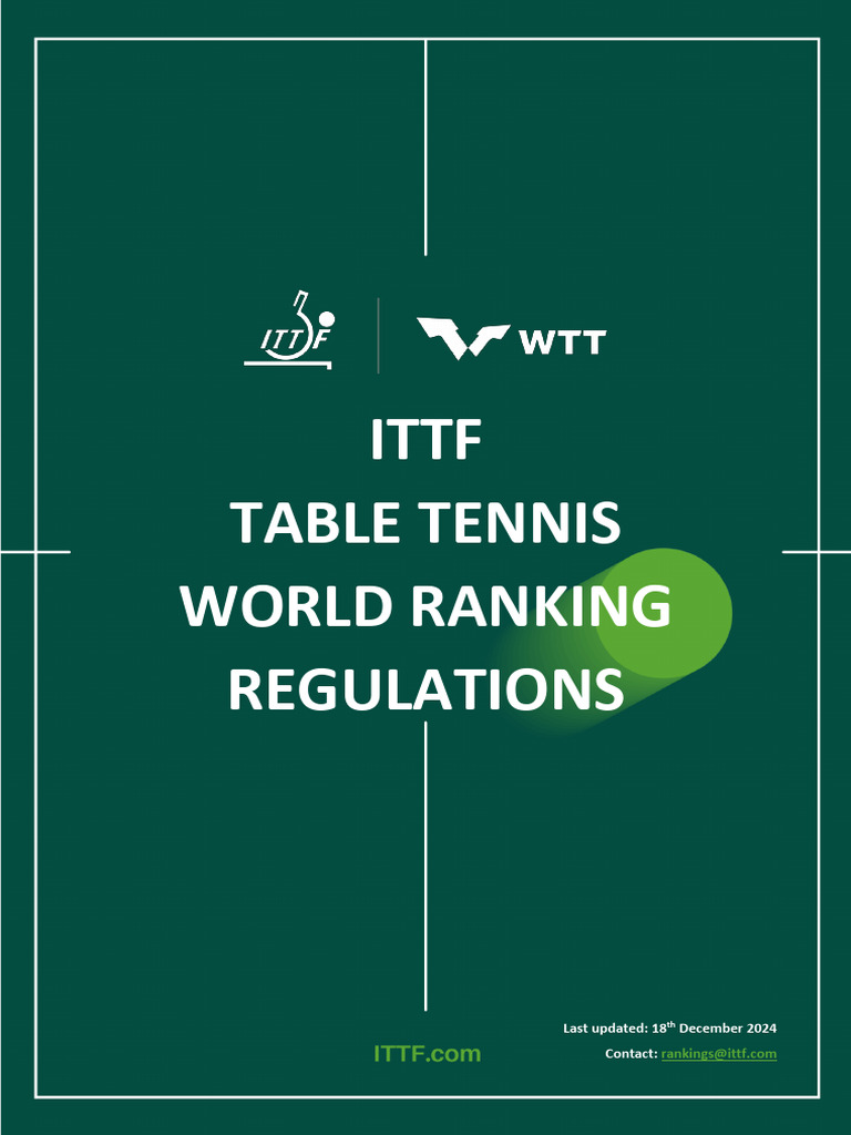 ITTF World Ranking Regulations 2024 | PDF | Sports