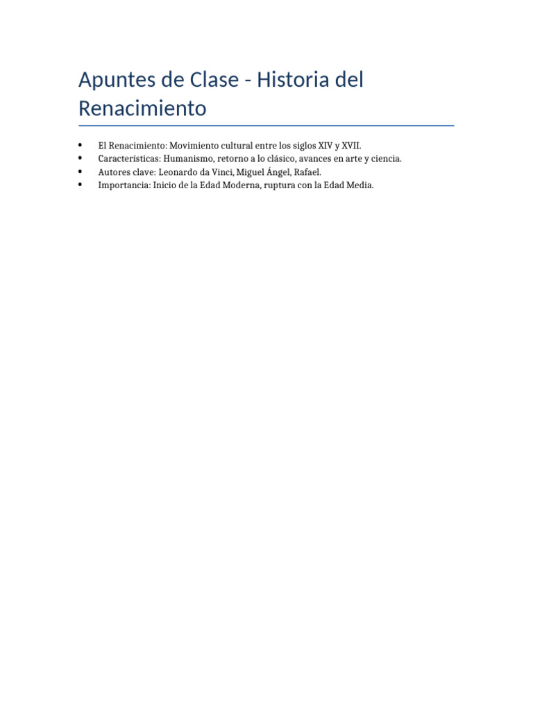 Historia del Renacimiento: Claves y Características | PDF