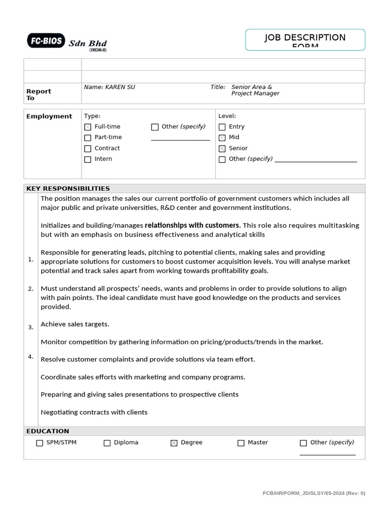 Job Description_Research | PDF | Sales | Business